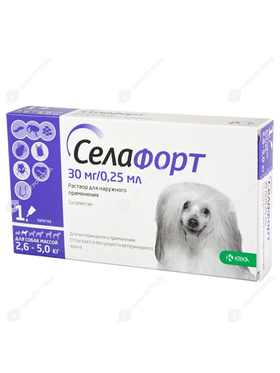 Селафорт капли для собак 2,6 - 5 кг, 1 пипетка