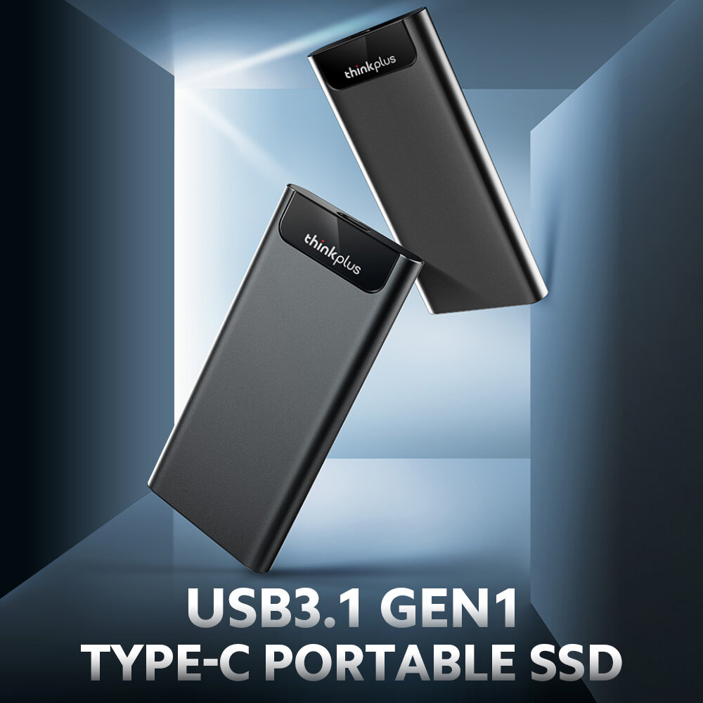 Портативный SSD Lenovo thinkplus US203 512 ГБ USB 3.1 Gen1 Type-C алюминиевый