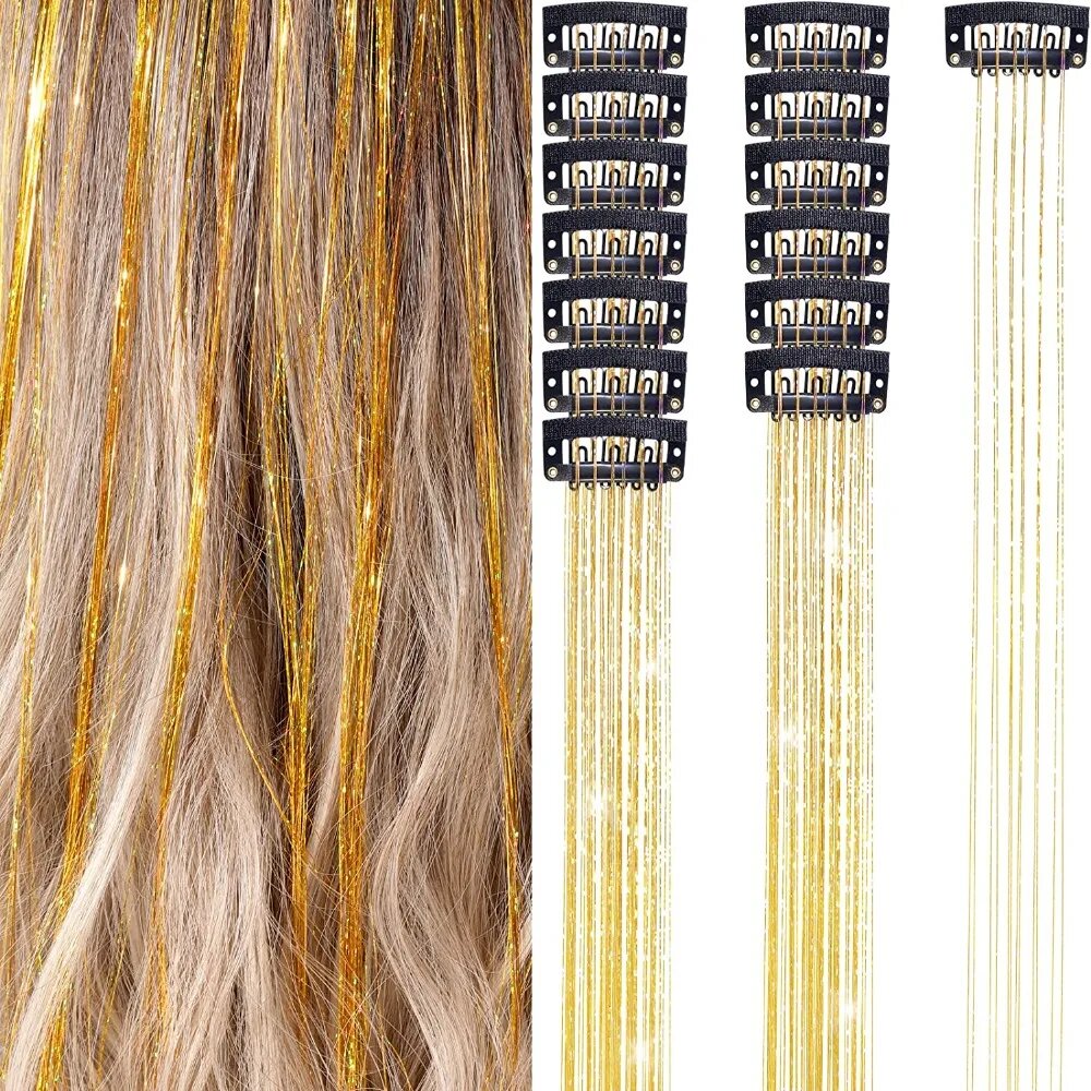 Блестящие пряди для волос Fairy Hair 50 см Желтый, Gold