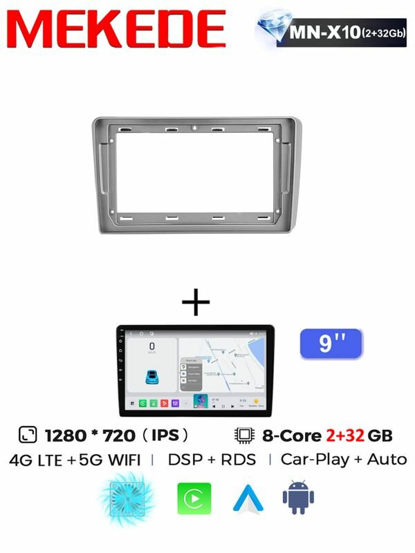 Магнитола 9" Mekede MN X10 Pro 2/32 Gb Hyundai Getz 1 2002-2011 F1 carplay