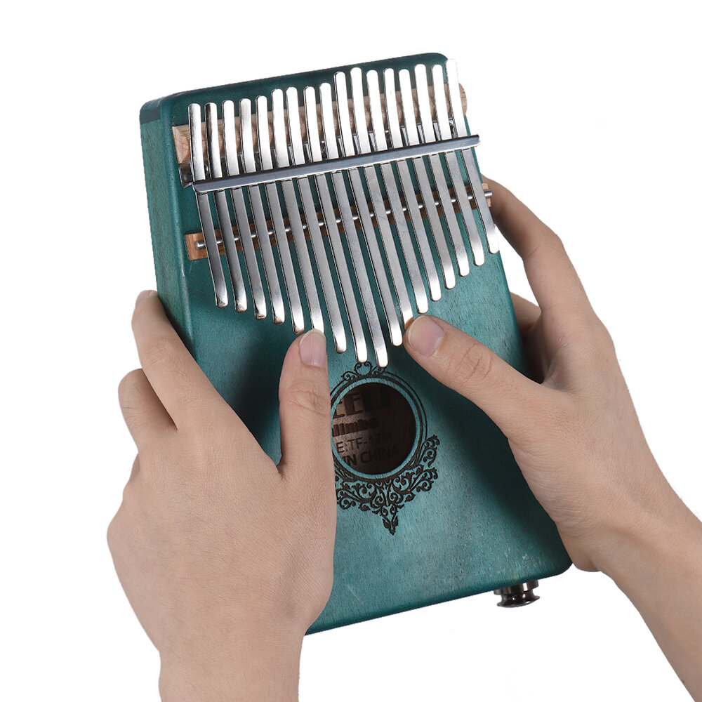 17-клавишная калимба портативное пианино для большого пальца мбира из красного дерева со встроенным звукоснимателем с разъемом 6,35 мм для динамика с сумкой для переноски музыкальный подарок