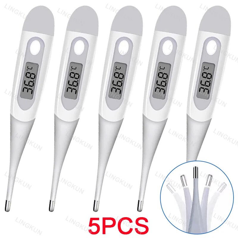 5 Упаковок Цифровых Термометров Для Взрослых И Детей, Электронный Бесконтактный Термометр Для Полости Рта, Подмышек