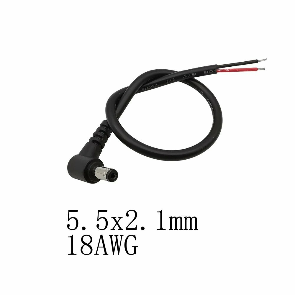 Кабель постоянного тока ALLiSHOP 5,5x2,1мм/5,5x2,5мм черный 18AWG 30см 1Pcs, 5.5x2.1mm