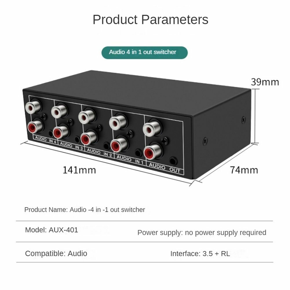 (G O I X) Аудиопереключатель AUX, выход 4 в 1, селектор стереоаудио 4X1, 3,5 мм Aux L/R, Audio Switch Box, аналоговый аудиоселектор, A