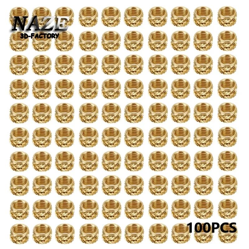 Накатанная латунная резьба M3 3x5x4 мм, 100 шт, термостойкая вставка, встраиваемая гайка для 3D-принтера VORON, 0/0, 1/2, 4