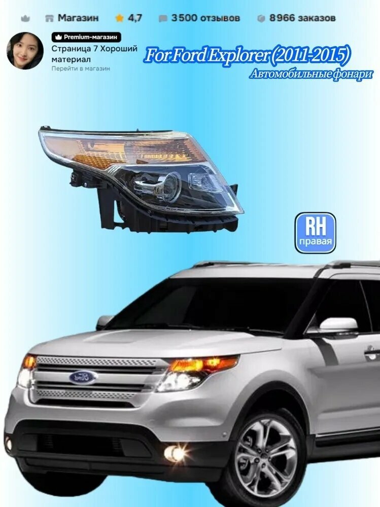 HanMin Фары автомобильные, 1 шт, арт. Ford Explorer 2011-2015 автомобильные