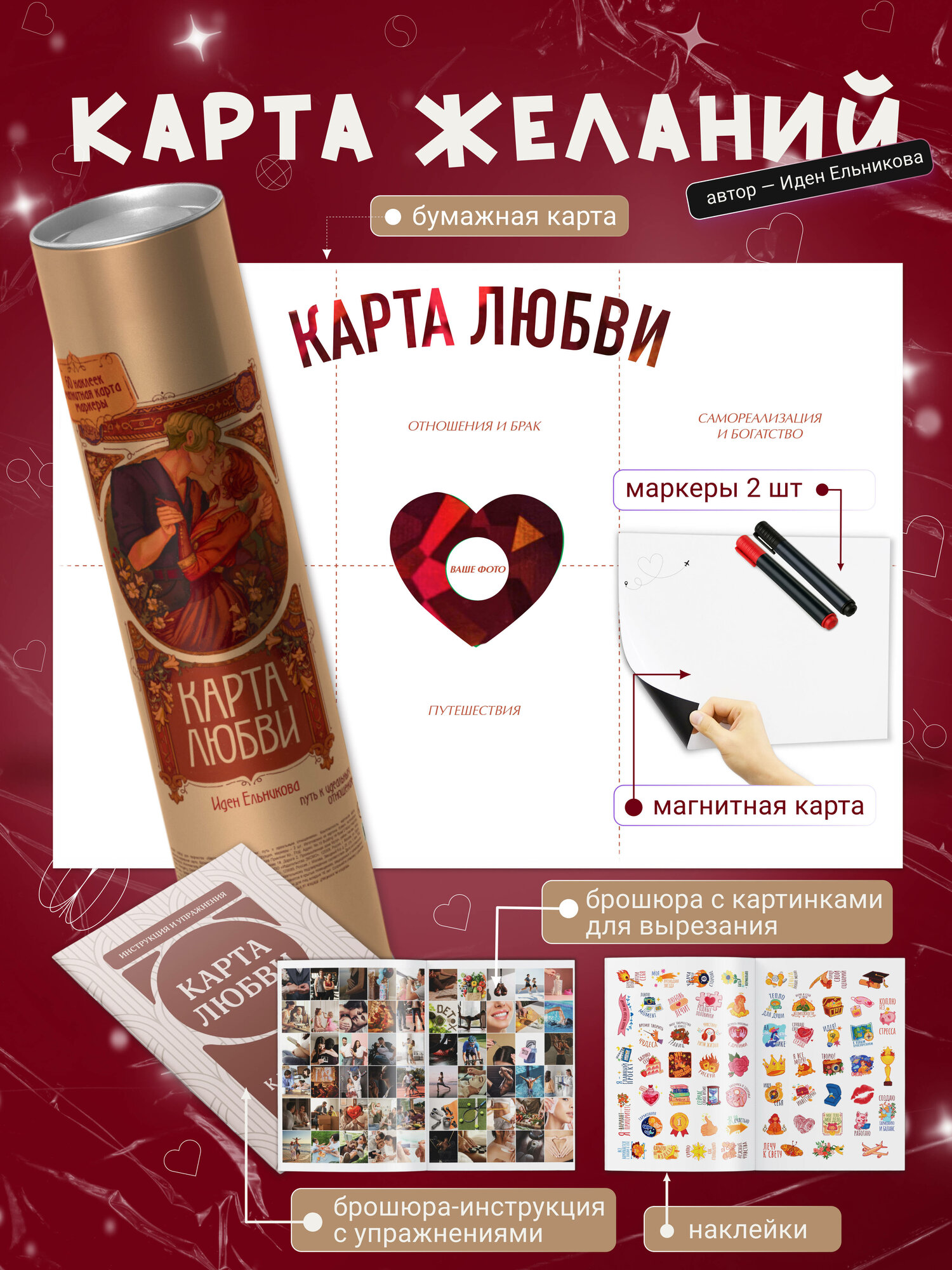 Карта любви: путь к идеальным отношениям (карта желаний в тубусе) Иден Ельникова