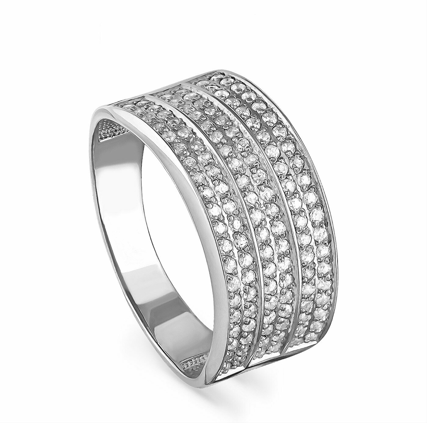 Кольцо, серебро, 925 проба, фианит