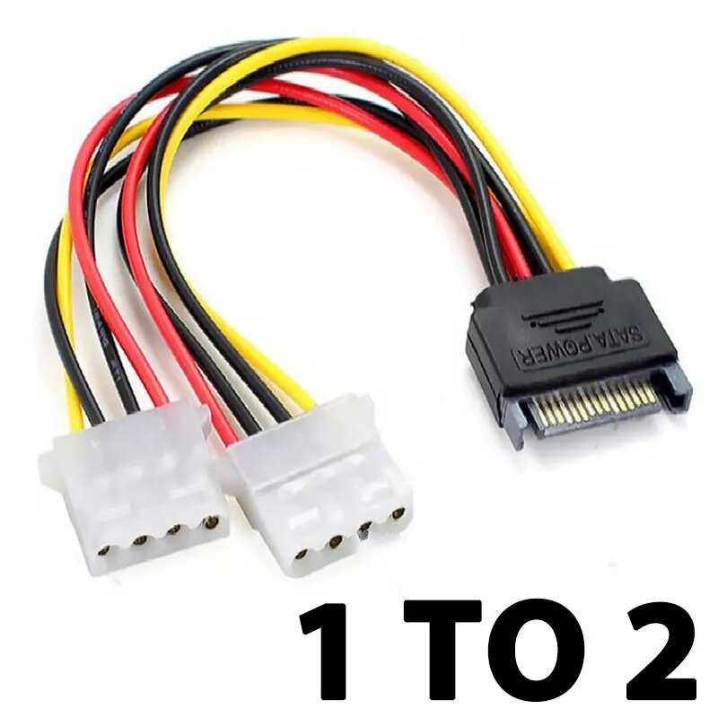 JCD удлинитель SATA кабеля питания Molex IDE на SATA 1 to 2
