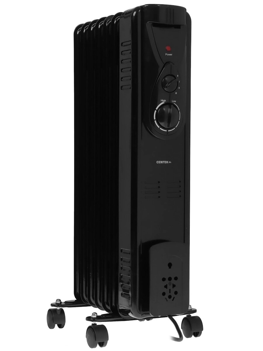 Обогреватель масляный Centek CT-6200, 1,5 кВт, 7 секций, 15 м², черный
