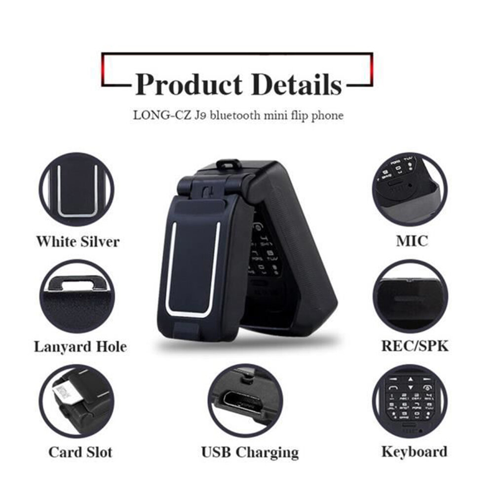 Mini Flip Mobilephone 0,66 дюйма экрана BT Dialer на самый маленький мобильный телефон