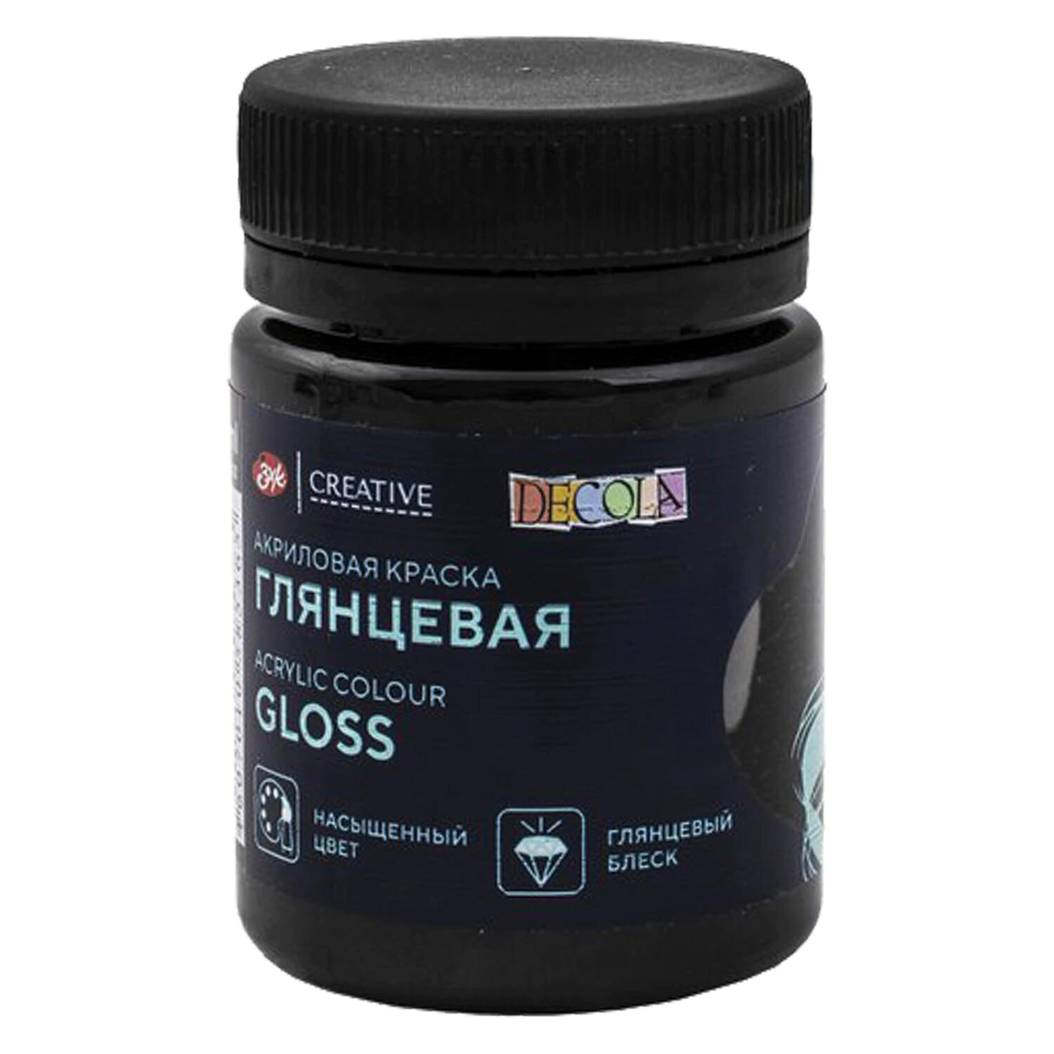 Краска акриловая глянцевая "Декола", банка 50 мл, черная, Невская Палитра, 2928810, 3шт.