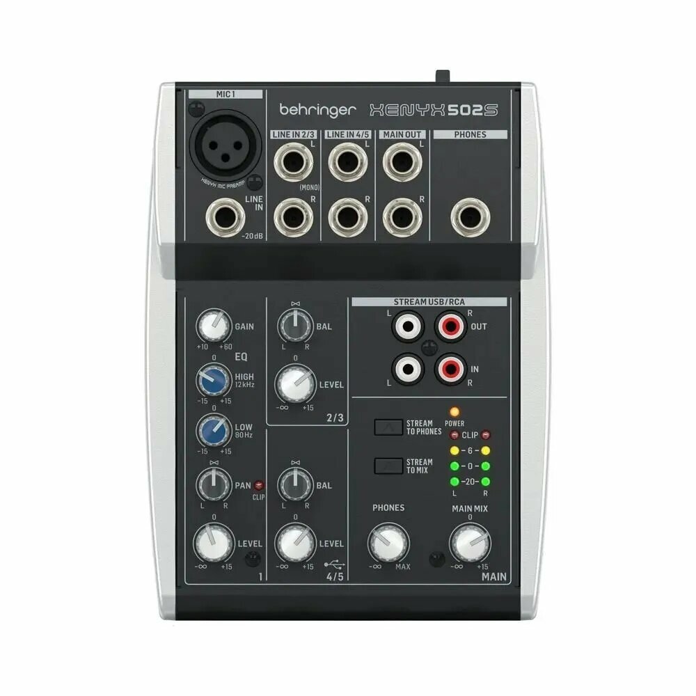 BEHRINGER XENYX 502S Аналоговый микшер, 5 каналов и USB-интерфейсом для подключения к компьютеру