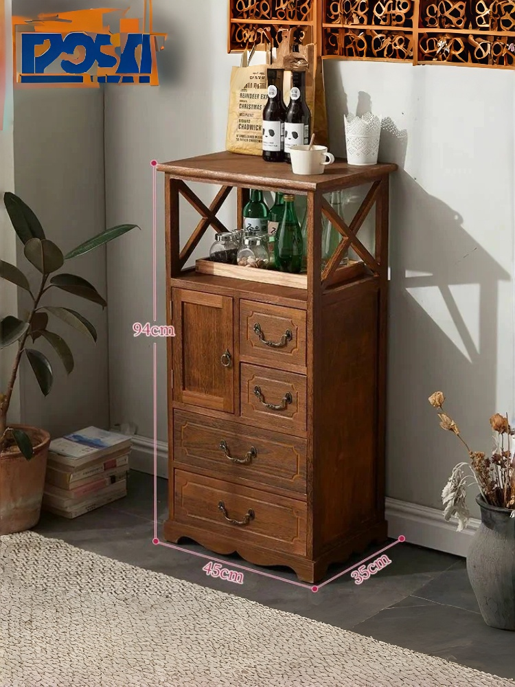 Комод из цельного дерева, простое хранение в стиле ретро, многослойный