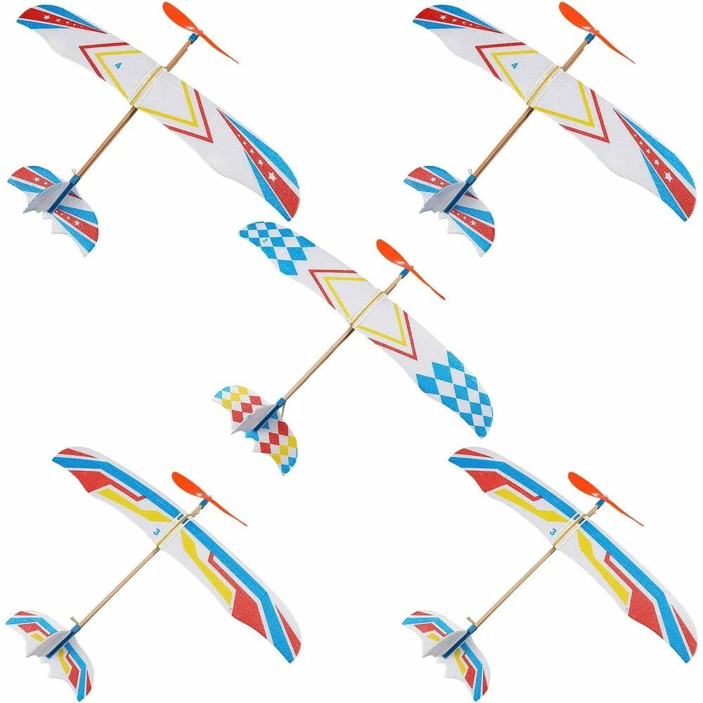 Набор из 5 оранжевых пластиковых игрушечных самолетиков планеров для детских игр