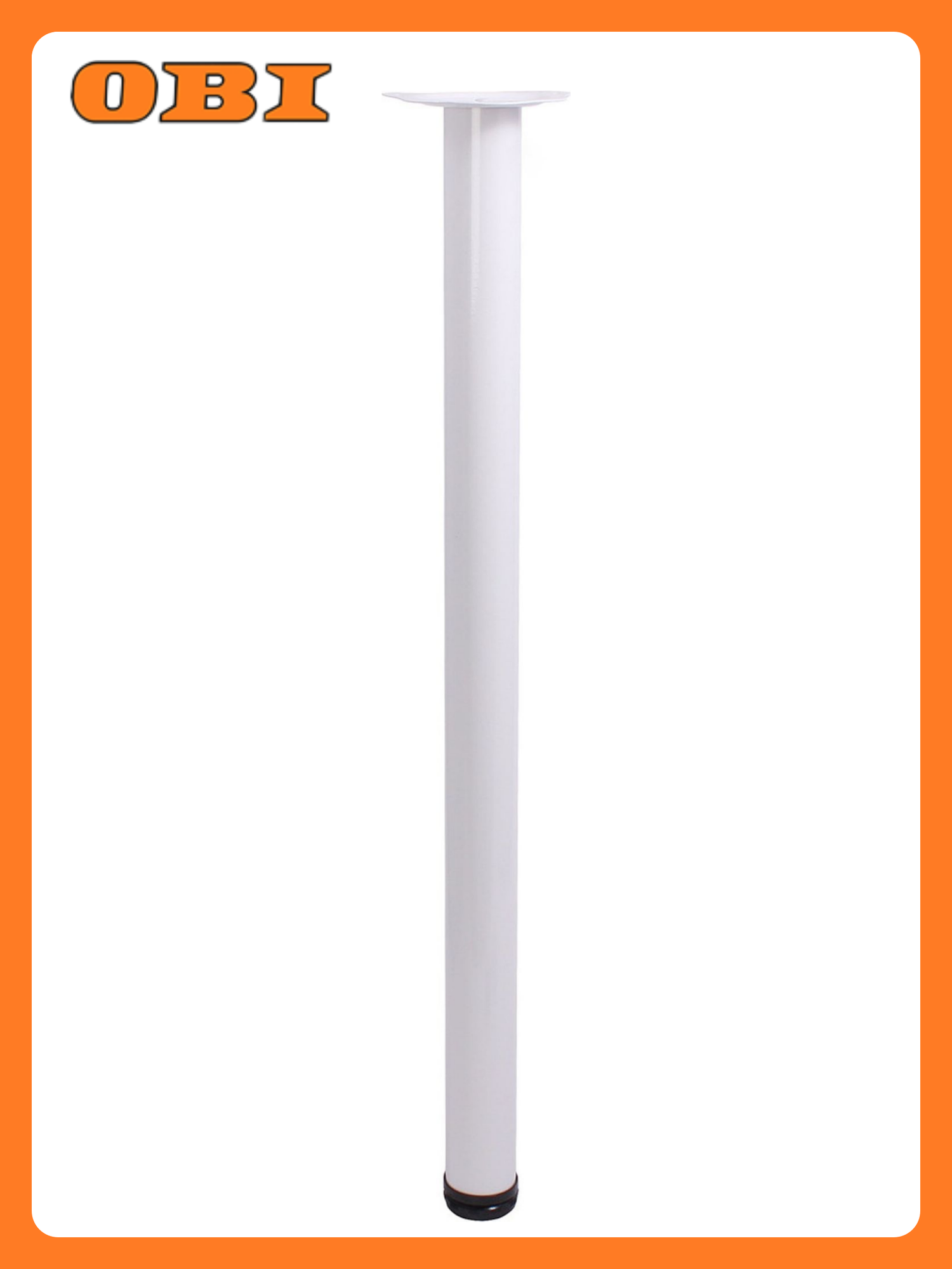 Мебельная ножка Larvij 820мм, сталь, белая, глянцевая, крепление на саморезы