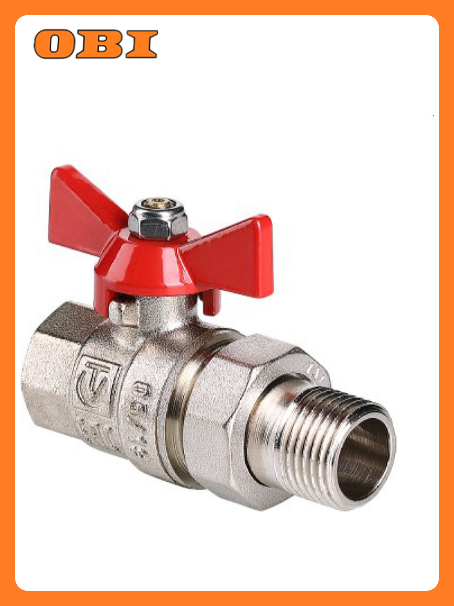 Шаровой кран VALTEC Base, латунь, никелированный, ручка-бабочка, 1", 120°C