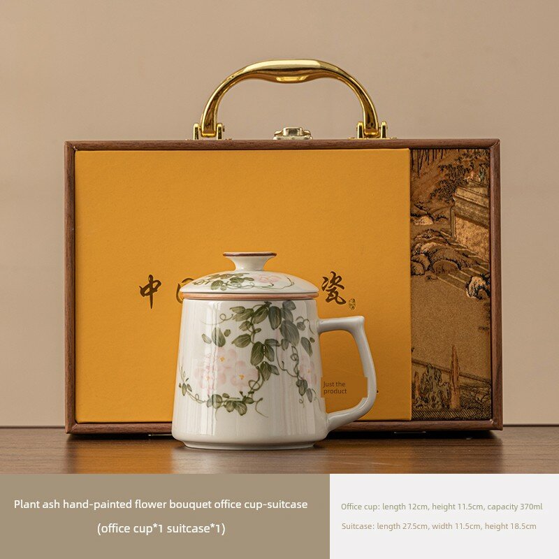 Керамическая кружка ручной росписи с разделителем для чая и воды, офисная чашка, персональная чашка для заваривания