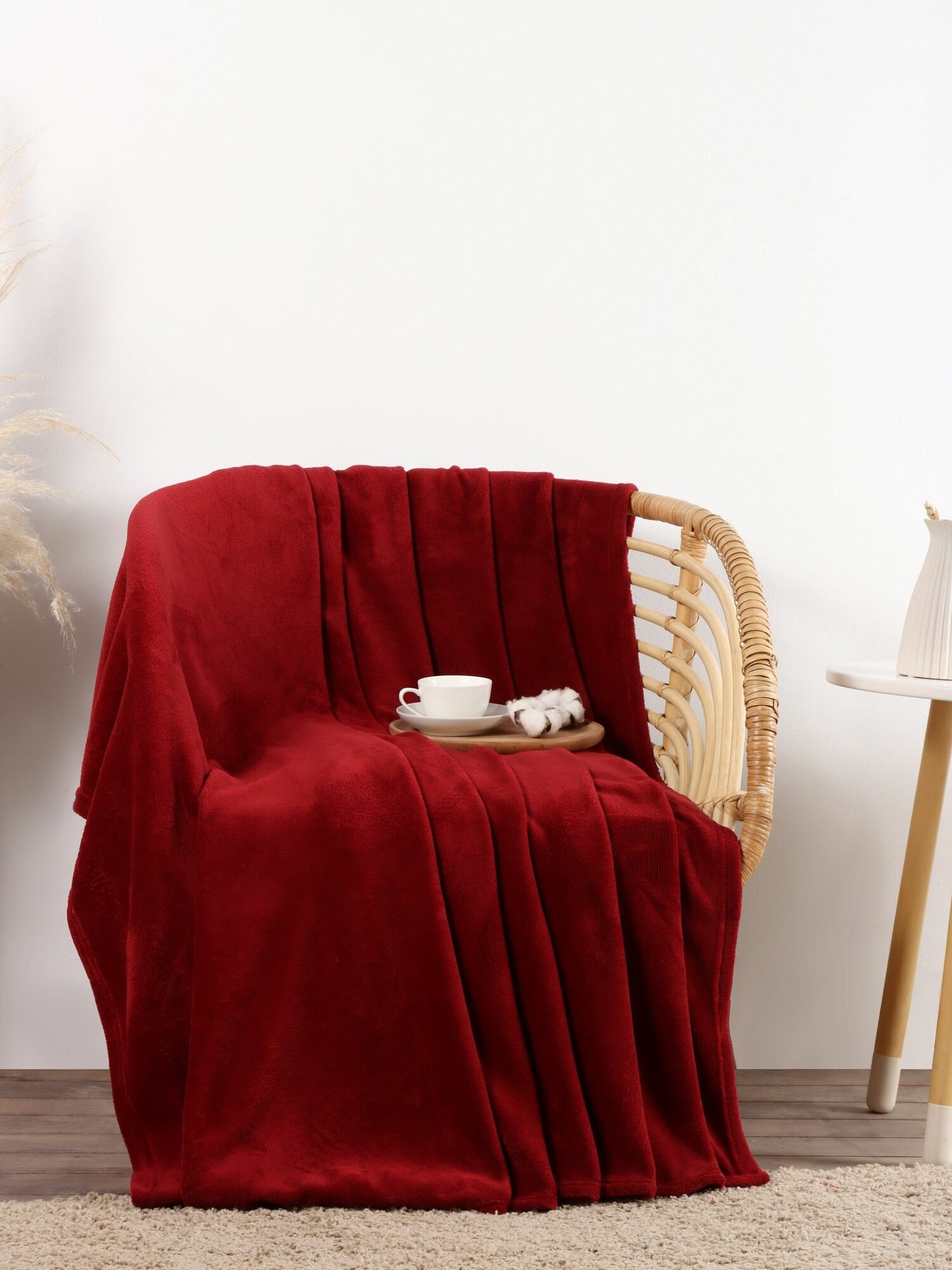 Плед флисовый Этель 180*200 см, цв. бордовый, 100% п/э, корал-флис , 220 гр/м2 6894288