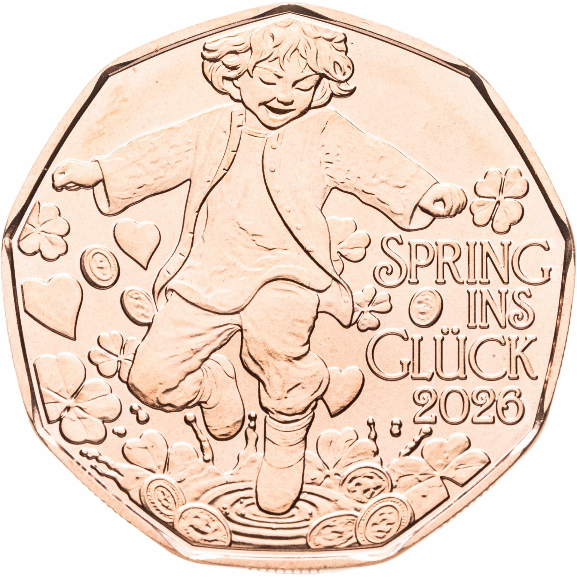 Австрия 5 евро 2026 "Прыжок от счастья", Медь, в сохранности UNC