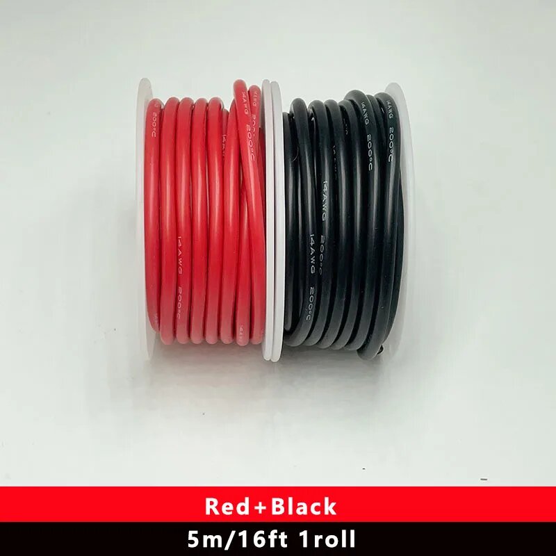 Силиконовый провод 14 AWG, красно-черный, ультрагибкий, 600В B-R 14AWG 5m 1roll