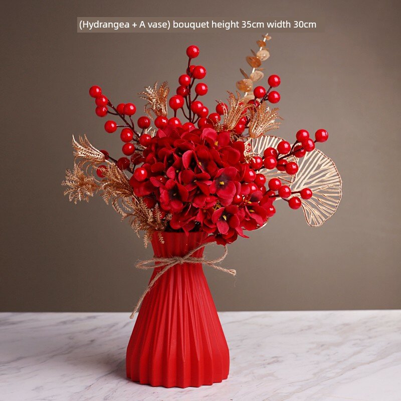 Холли красные фрукты, фрукты, предсказание, новогодний букет, весенний фестиваль, искусственные цветы, украшения, ваза,
