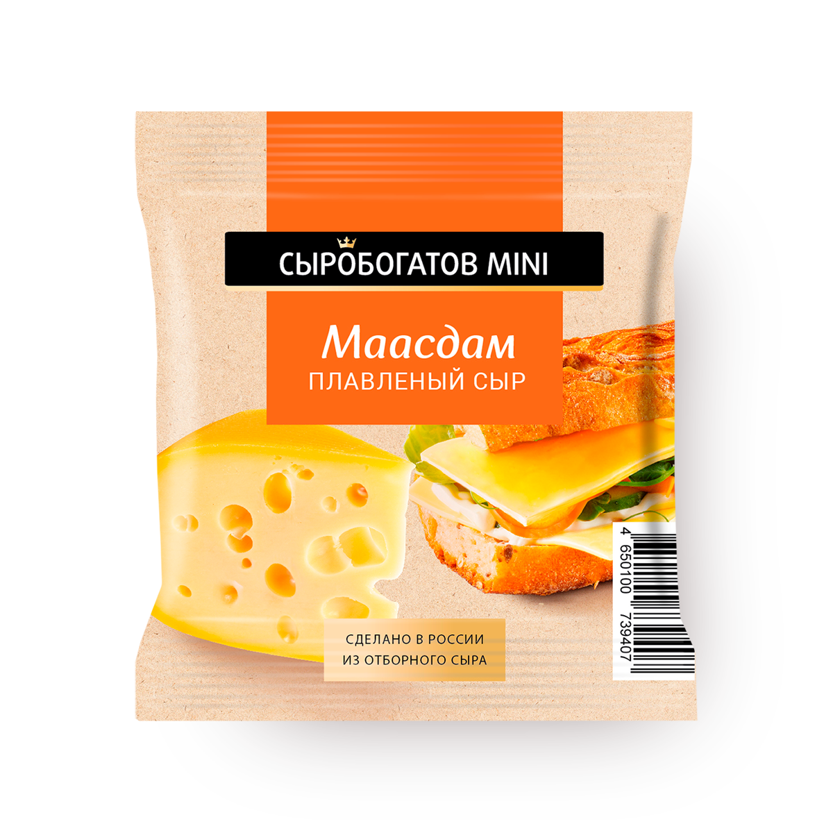 Сыр плавленый Сыробогатов Mini Маасдам, 45%, порционный, в пластиковой упаковке