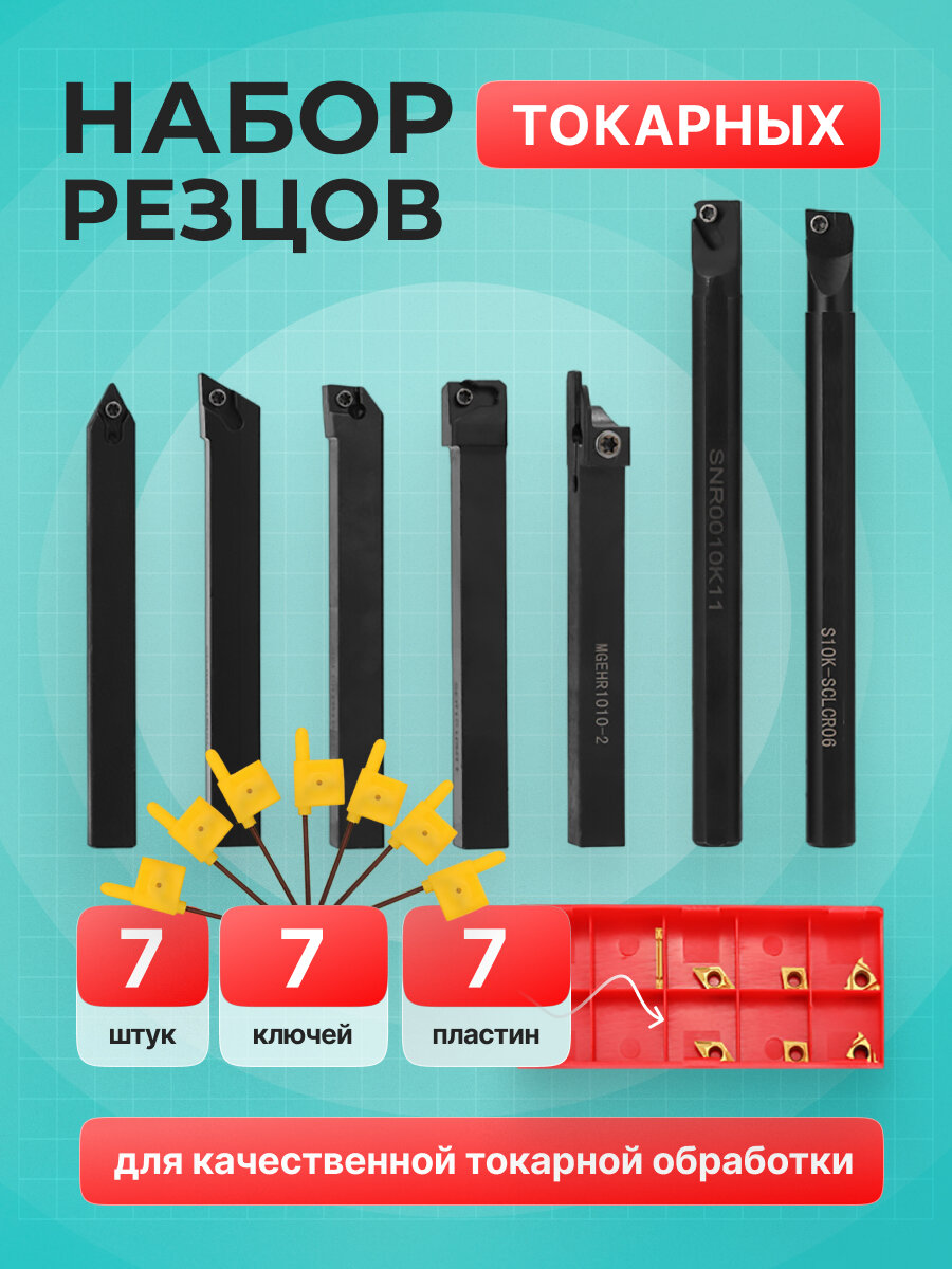 Набор токарных резцов Kougu, 7 предметов, для ремонтных работ, кованая сталь