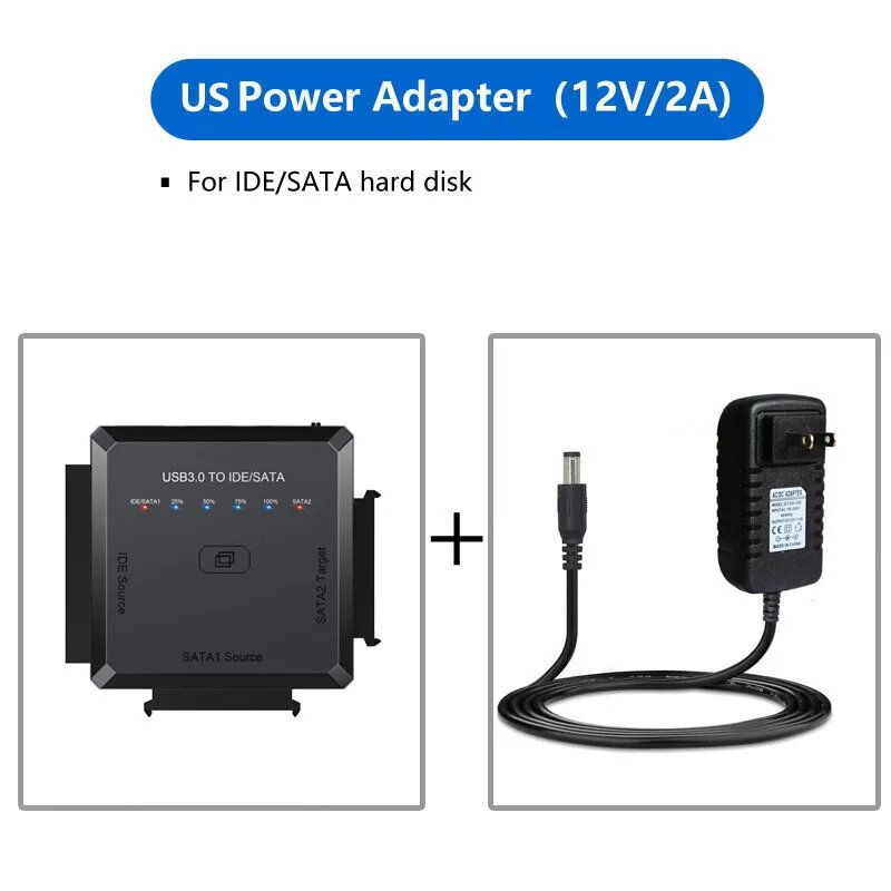 JoniSerl Адаптер SATA-USB 3.0 для HDD SSD 2.5 3.5 US