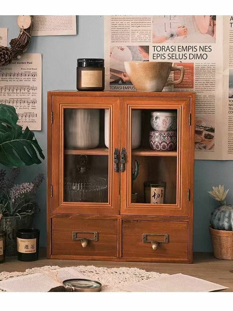 Ретро деревянный ящик для хранения настольного стеллажа