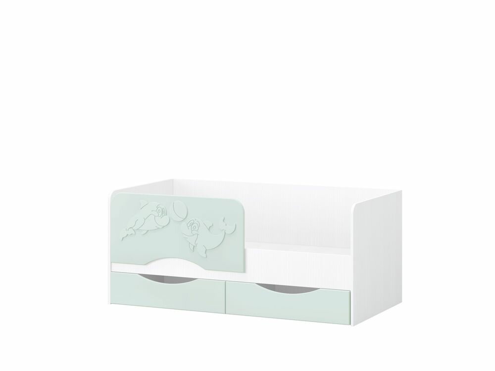 Кровать детская Дельфин-2 МДФ (сп. место 0,8х1,6 ), дуб белый / фисташка (Регион 058)