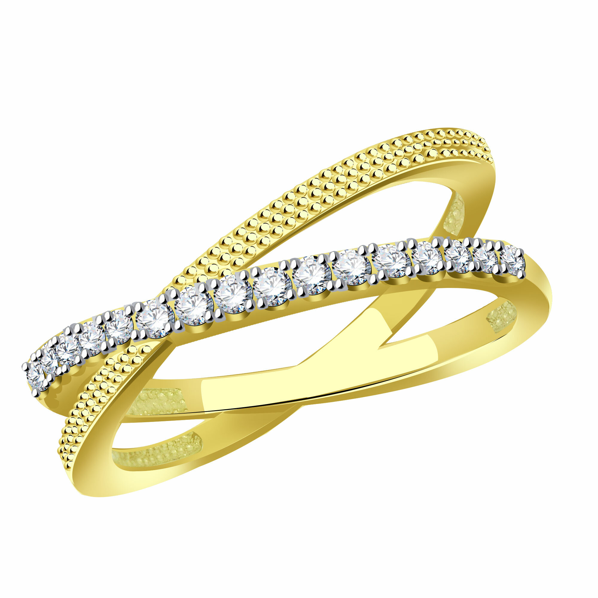 Кольцо, желтое золото, 585 проба, фианит