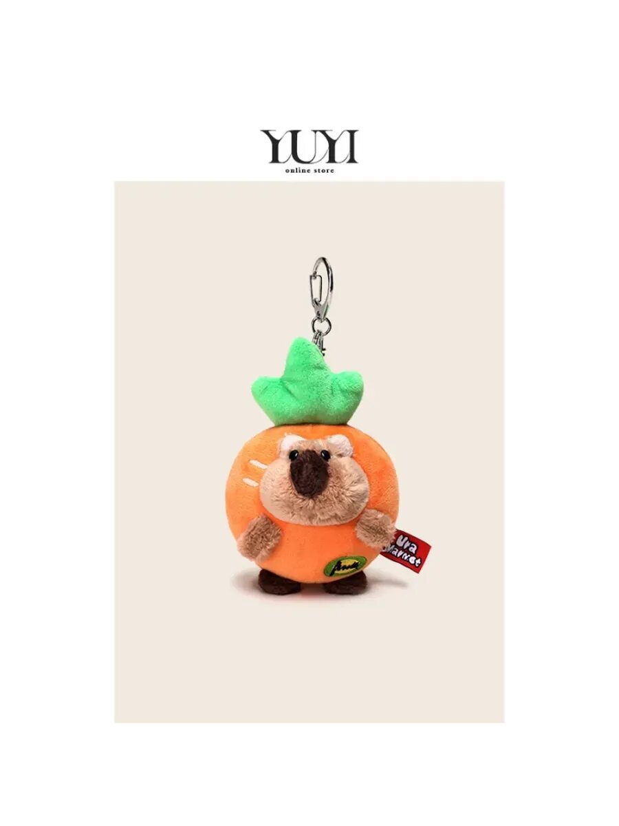 Брелок-Мармот коричневый, морковный костюм