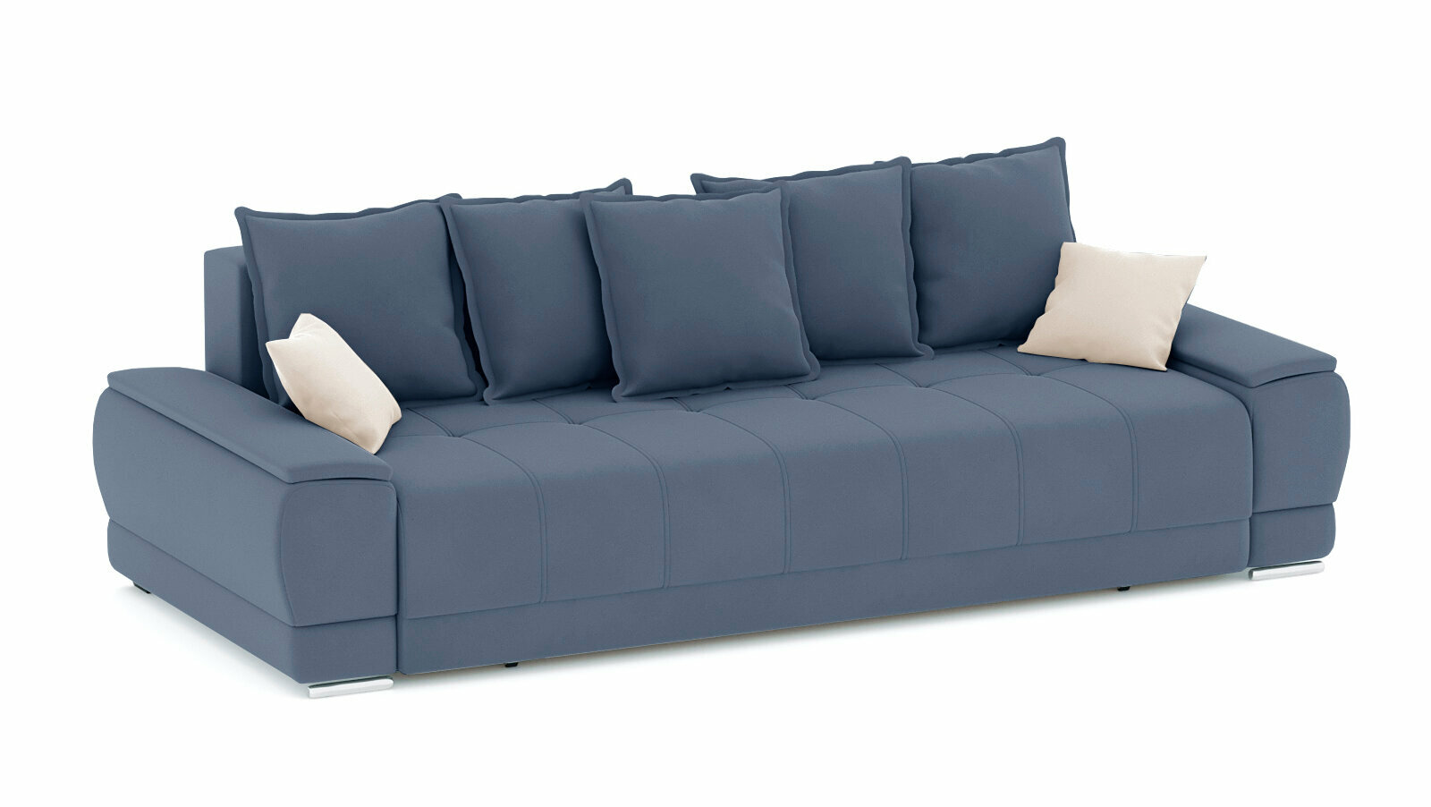 Диван - кровать Nordviks, еврокнижка, 260*105*87, велюр Мазерати Дарк Блю 23/Велюр Мазерати Крим 01