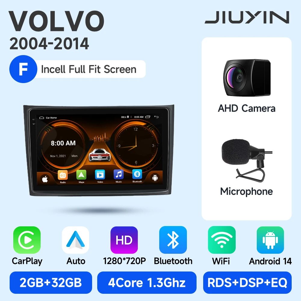 Автомобильный радиоприемник Android 15 для Volvo XC90 2004-2014, мультимедийный видеоплеер, навигационный стерео GPS, восьмиядерный 2 Din, задняя камера, Wi-Fi 5G F WIFI (2 32G)R