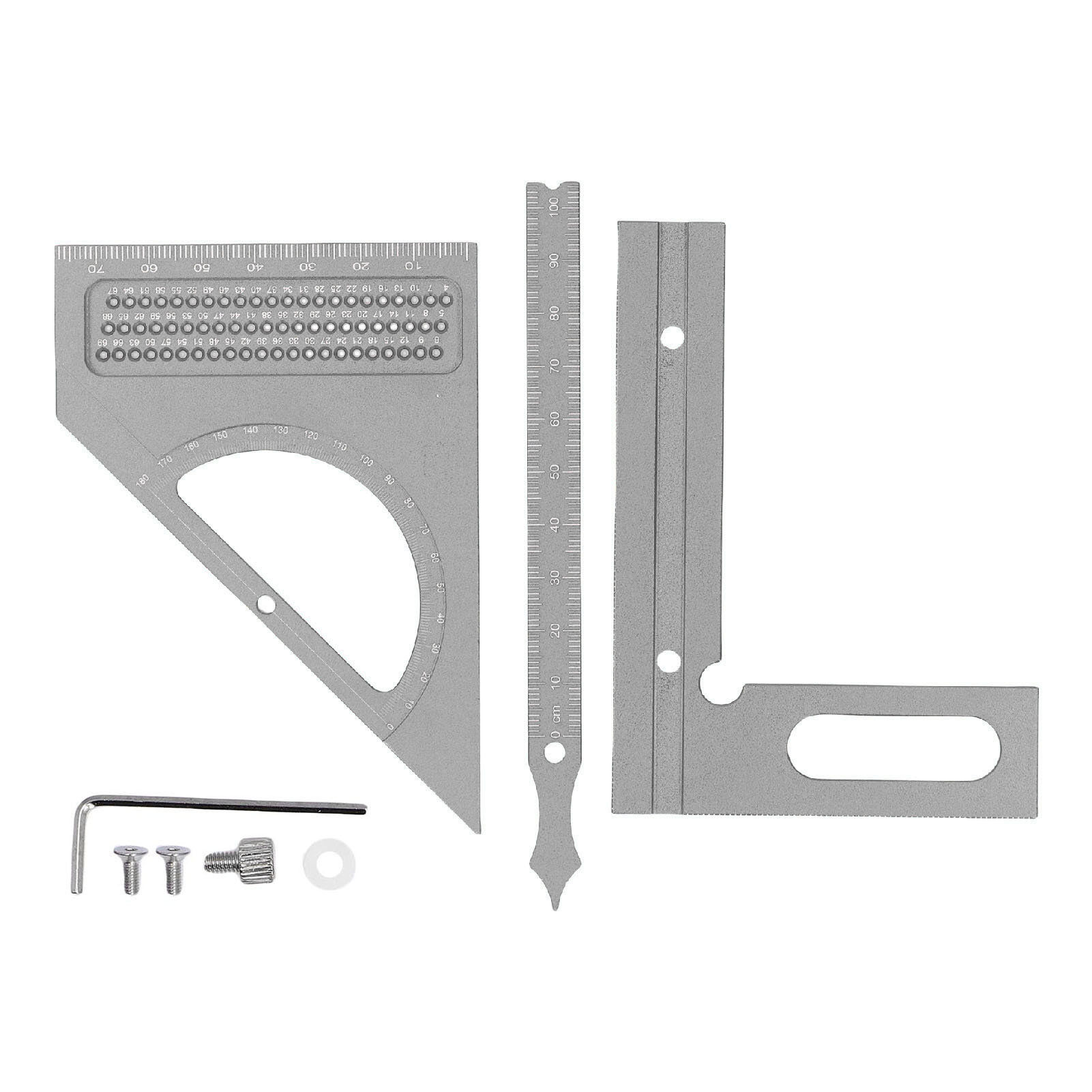 Полукруглый угломер для деревообработки, метрический транспортир из алюминиевого сплава, многофункциональная линейка с регулировкой в 3D, серебристо-серый цвет.