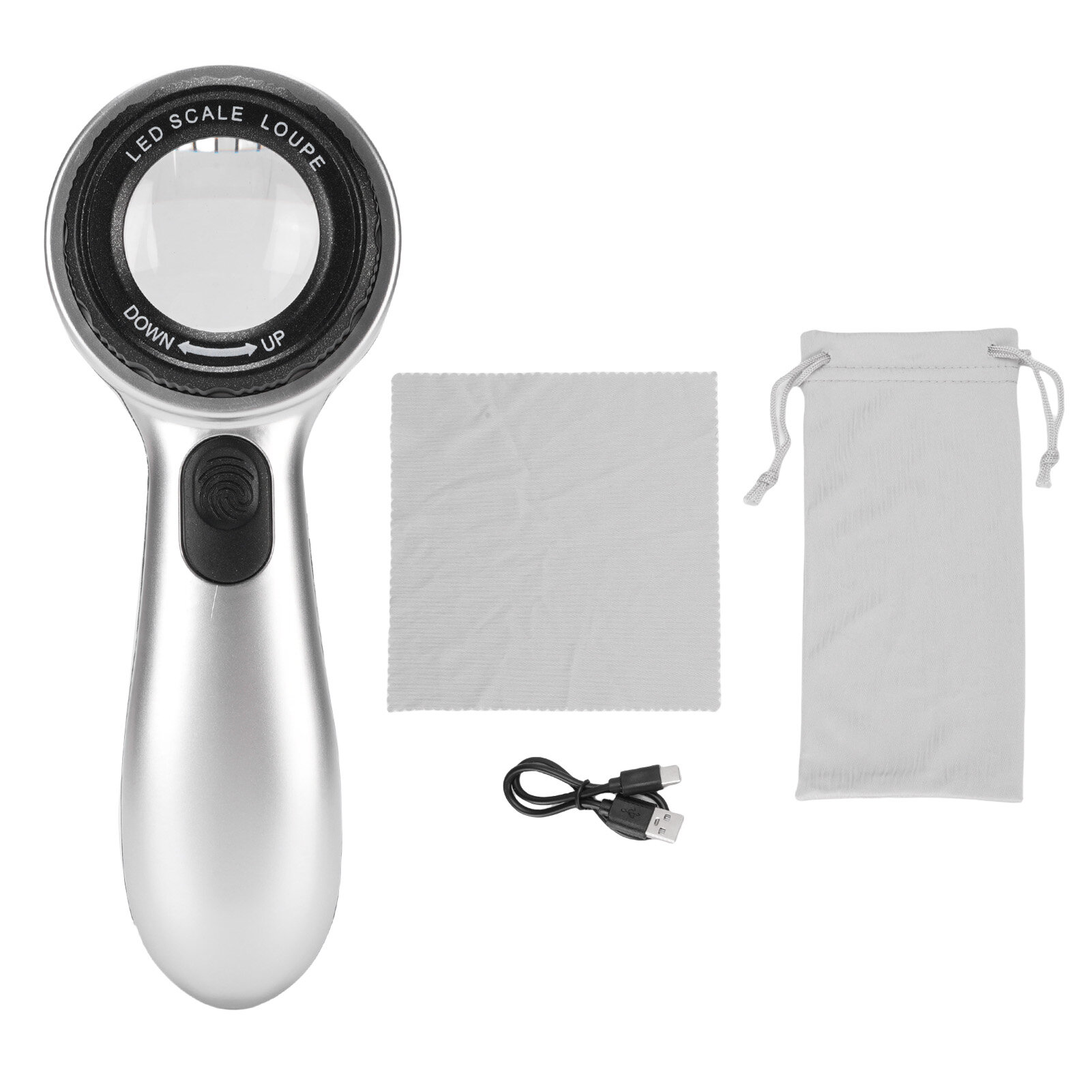 Ручная лупа с 30-кратным увеличением, светодиодной подсветкой, перезаряжаемая, для осмотра ювелирных изделий, каллиграфии, 4 режима подсветки.