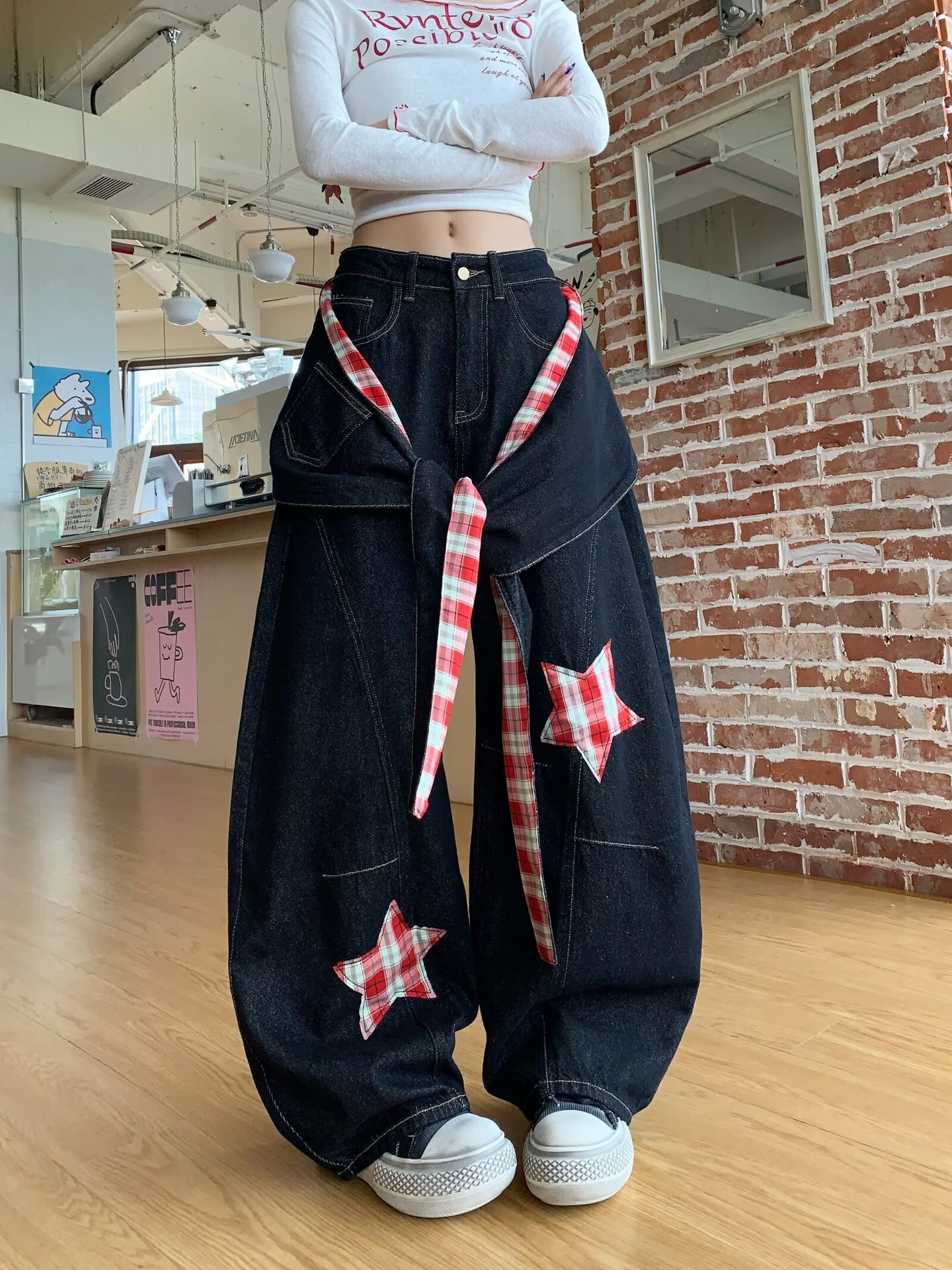 Комфортные ZY Джинсы для брейк-данса Девушки Устойчивые Модные Эластичные хлопковые, Размер_XL