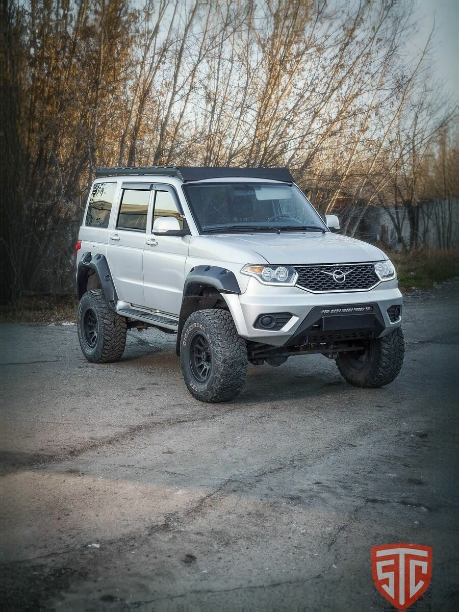 Комплект 1: Мини силовик STC Уаз Патриот 2015+ с площадкой для лебедки и балкой дальнего света