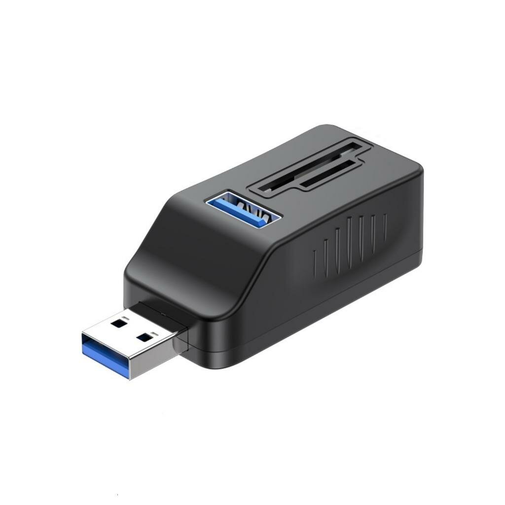 5-портовый USB-хаб с кардридером, Черный - Пять в одном
