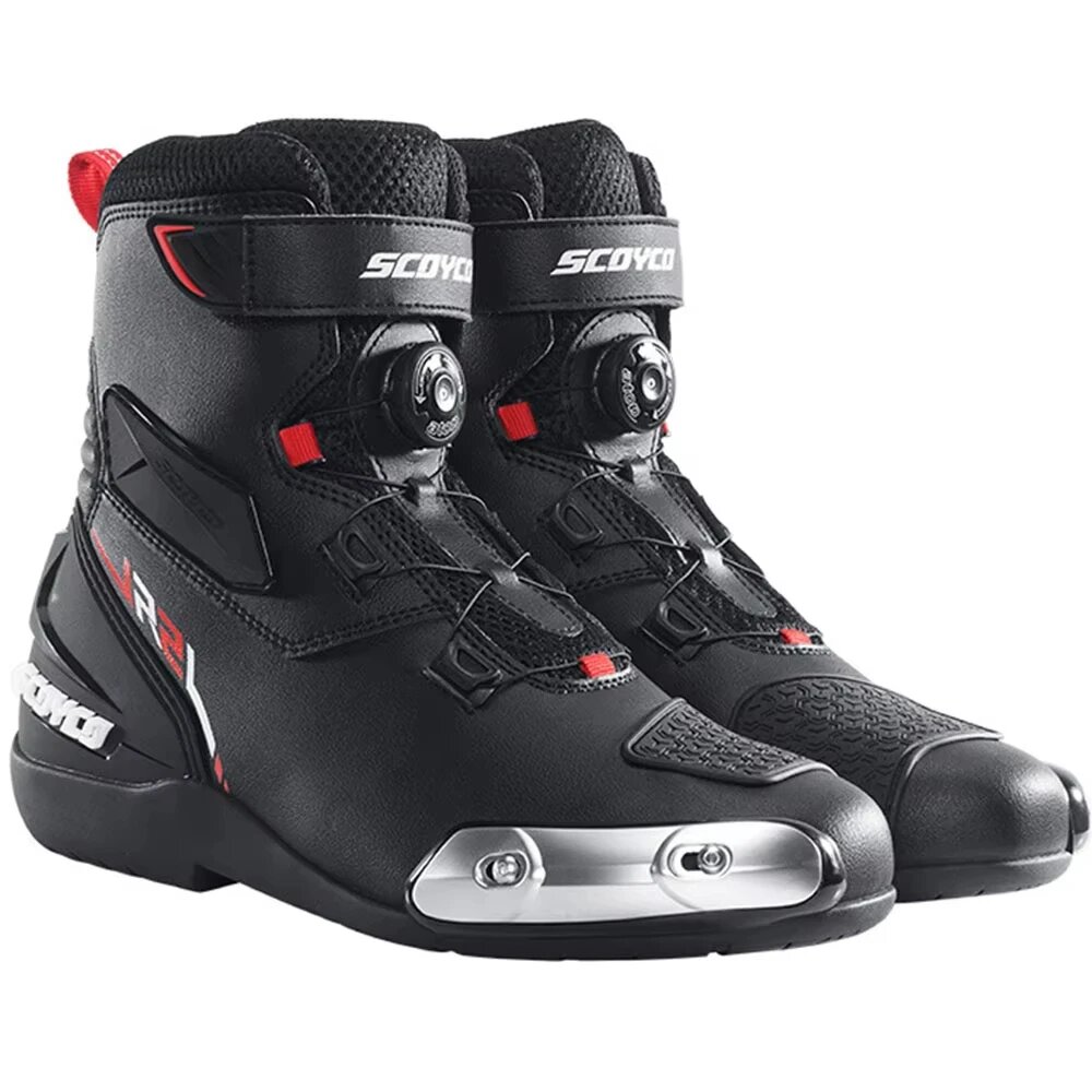 Мужские мотоциклетные ботинки SCOYCO, черные и коричневые кожаные ботинки для 44, MR002-2 BK