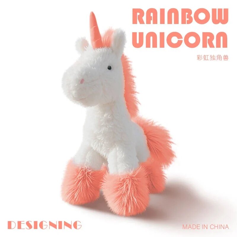 Плюшевый единорог Rainbow Unicorn, 25см, оранжевый