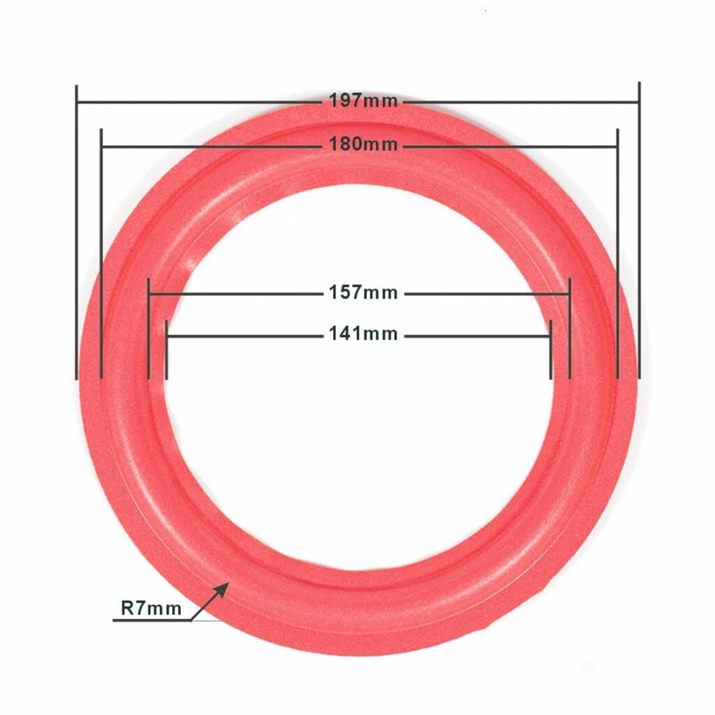 Резиновые кольца из пенопласта для ремонта краев динамиков с улучшенным басом, красный - 8 дюймов