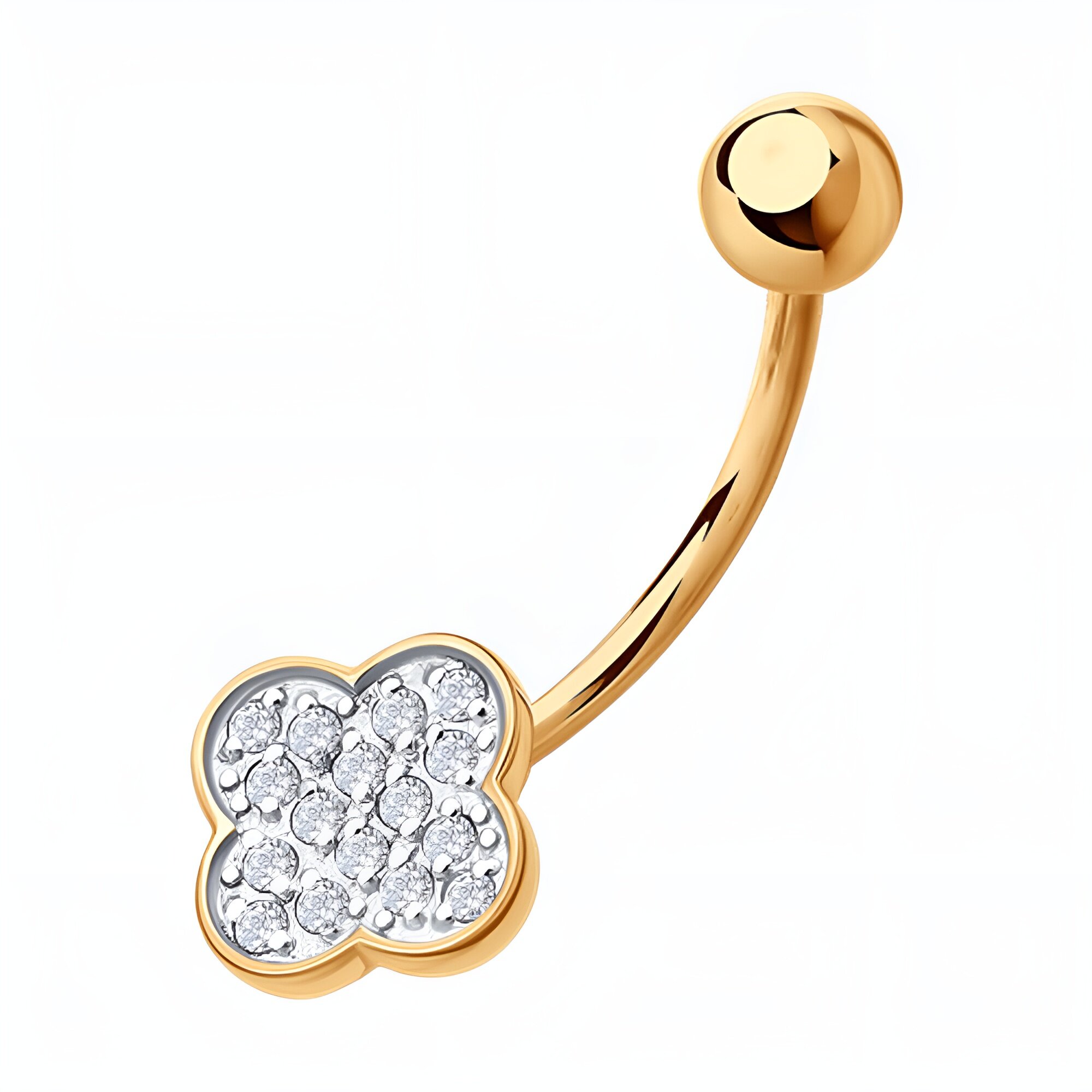 Пирсинг, золото, 585 проба, фианит