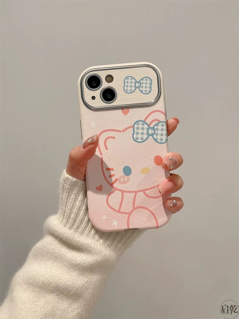 Чехол для iPhone 15 с градиентным розовым дизайном Hello Kitty, подходит для Apple 14/13 Pro Max, кожаный чехол 12 с