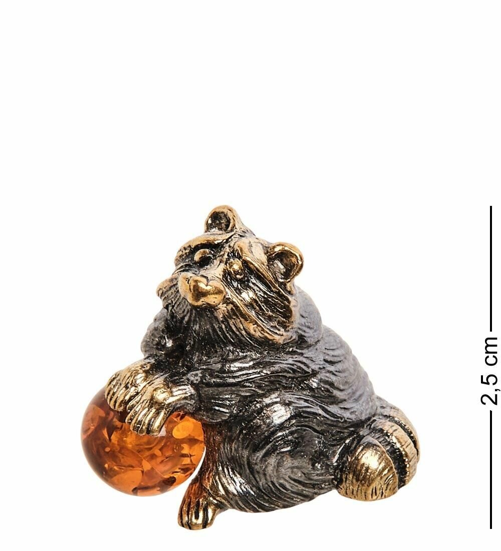 Фигурка Енот-Полоскун (латунь, янтарь) A2163293 Народные промыслы, бронзовый