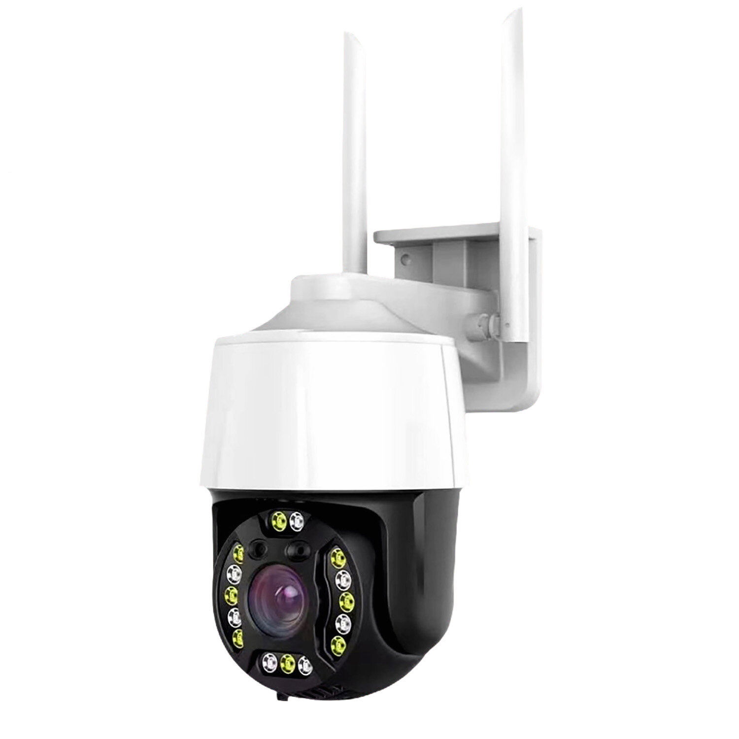 Камера видеонаблюдения наружная Pan Tilt 1080P 2MP WiFi IP66 с цветным ночным видением, двухсторонним аудио, детекцией движения, удаленным доступом, вращением 355° горизонтально и 90° вертикально, DC12V/2A, 3.6mm объектив, H.264, TF карта, облачное