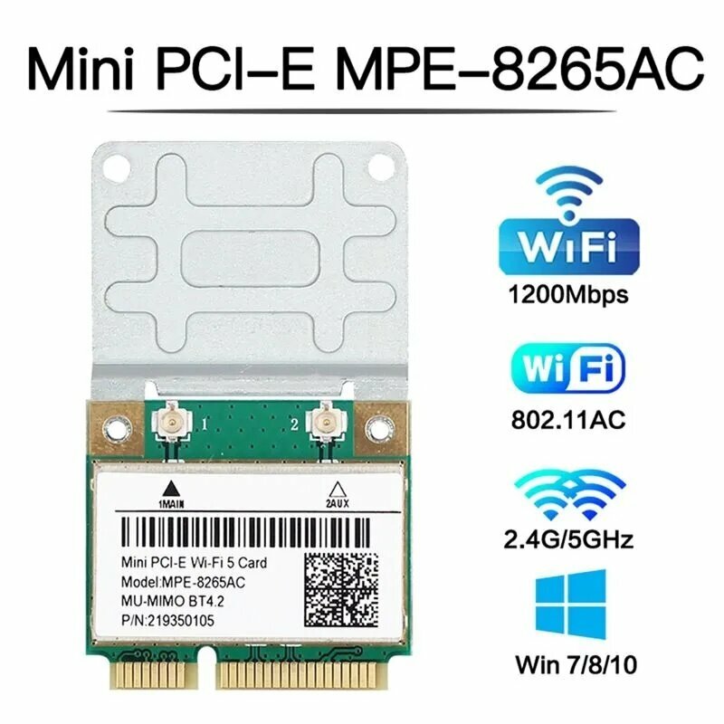 (T I U O) -8265AC Wireless Half Mini PCI-E Wifi Card PCIe Сетевая Карта Wlan 1200 Мбит/С