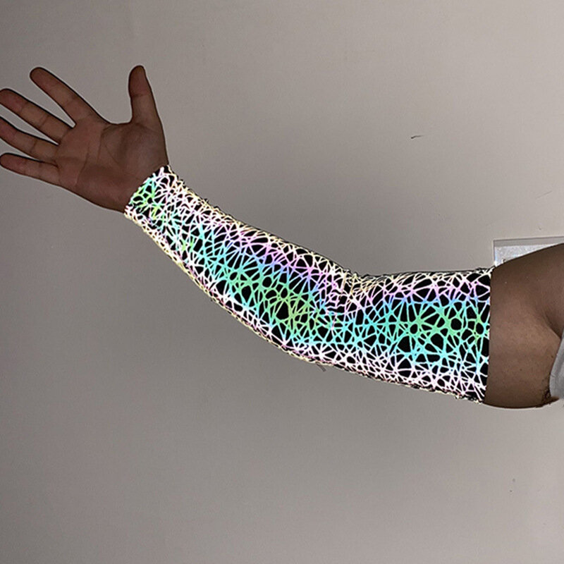 Поставляемые заводом светоотражающие нарукавники для мужчин, летние солнцезащитные нарукавники, вязаные дышащие нарукавники с ярким лазерным принтом.