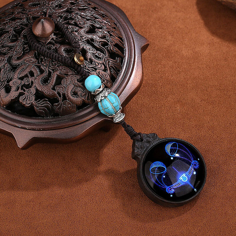 Двенадцать созвездий, карта для автобуса из эбенового дерева, NFC, брелок для ключей, подвеска для телефона, контроль доступа CUID, креативный орнамент в китайском стиле